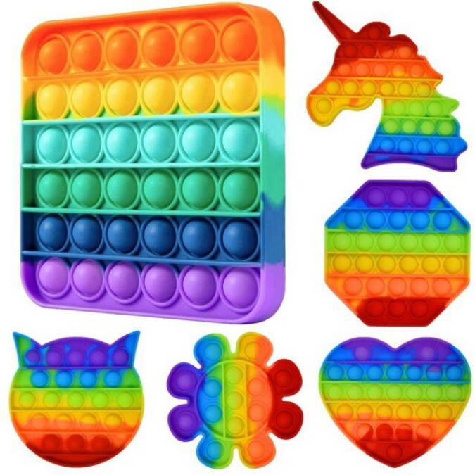 Popit toy Pop It Fidget Pop Its Square Rainbow Multicolor Foxmind jumbo ...