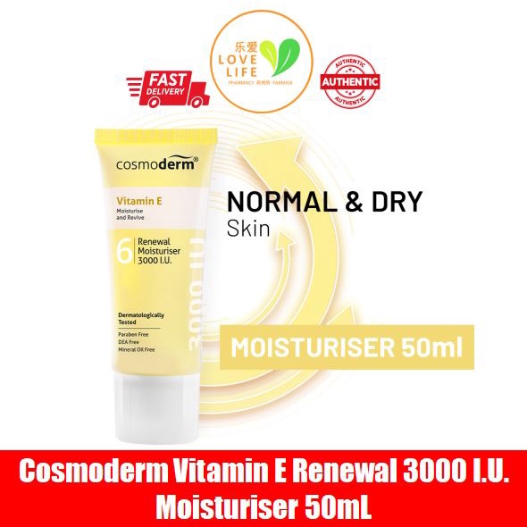 NEW PACKAGIN Cosmoderm Vitamin E Cream 3000 IU With RoseHip Oil (50ml ...