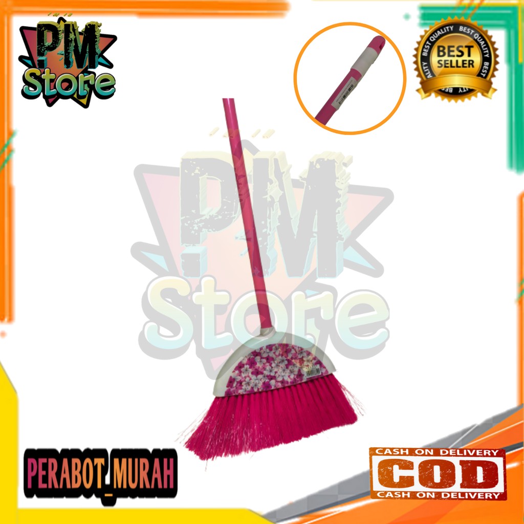 Nylon Broom Plastic Broom Floor Broom with floral motifs | Shopee Malaysia