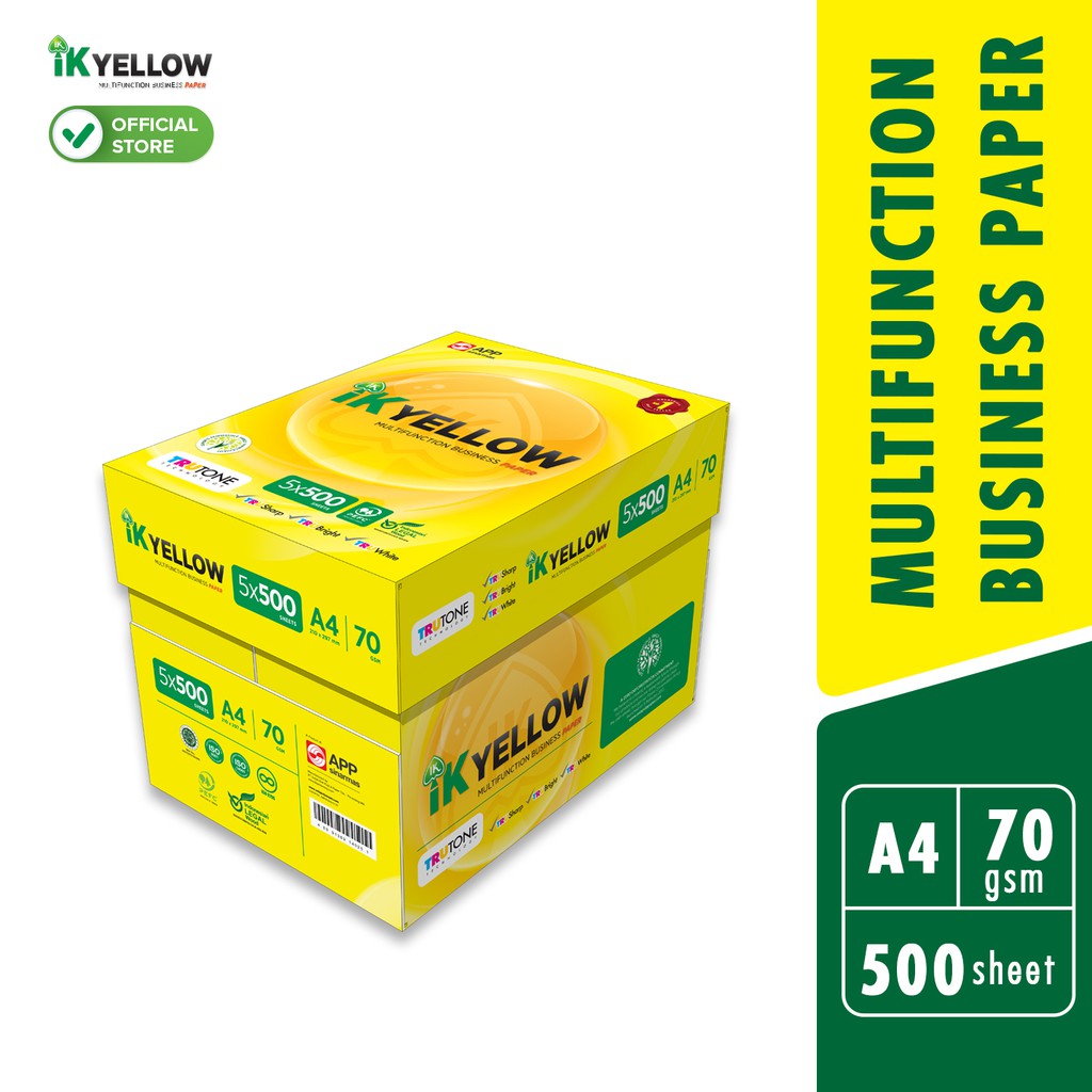 IK Yellow 500s 70gsm A4 Paper 1 Carton Box (5 Reams) (500 sheets/ream) | Shopee Malaysia