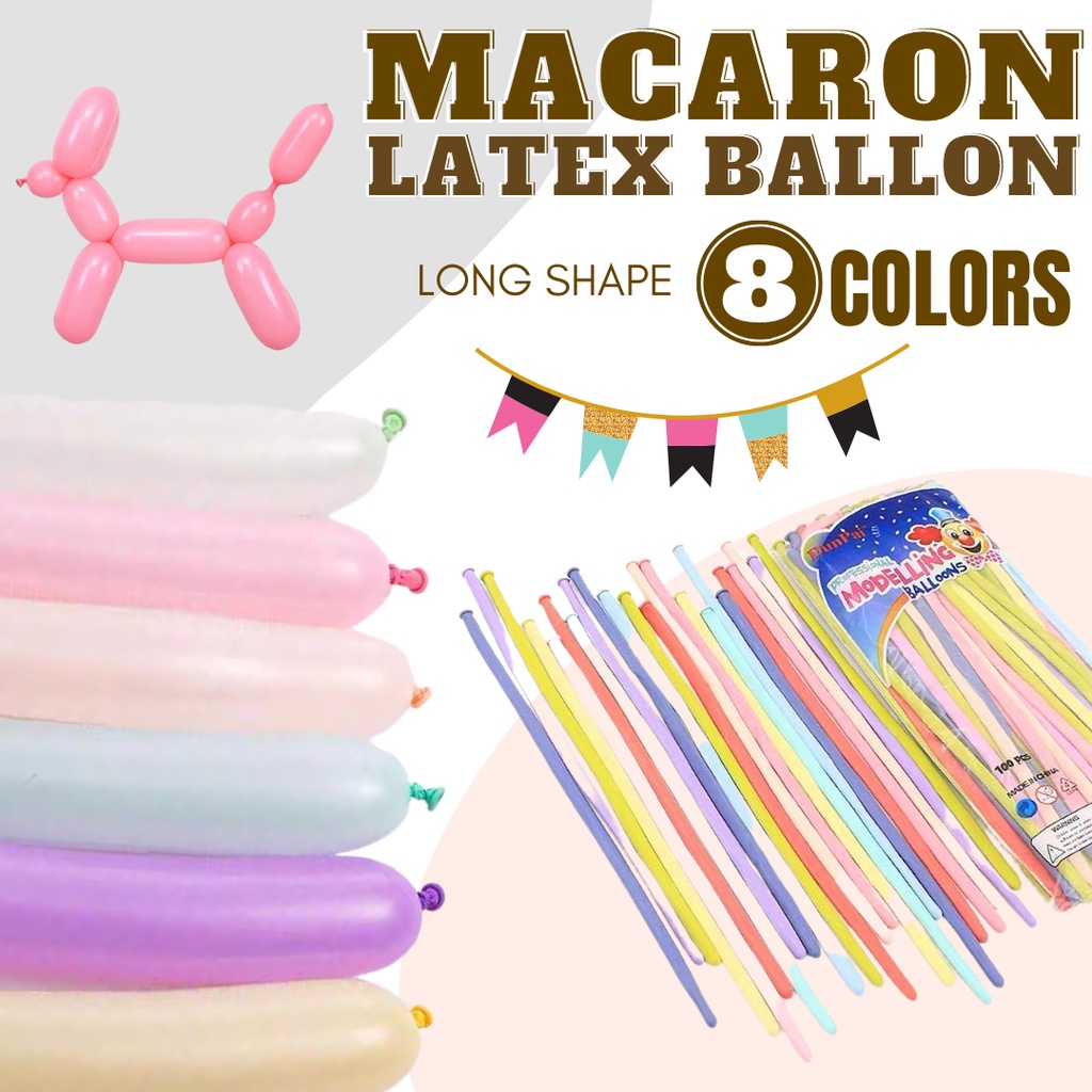 Ready Stock Macaron Colorful Long Balloon Belon Panjang Ballon Latex ...