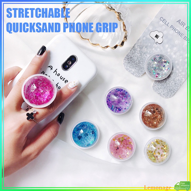 【Ready Stock】3D Quicksand Phone Ring Holder Phone Grip Griptok Liquid Glitter Phone Holder Stand ...