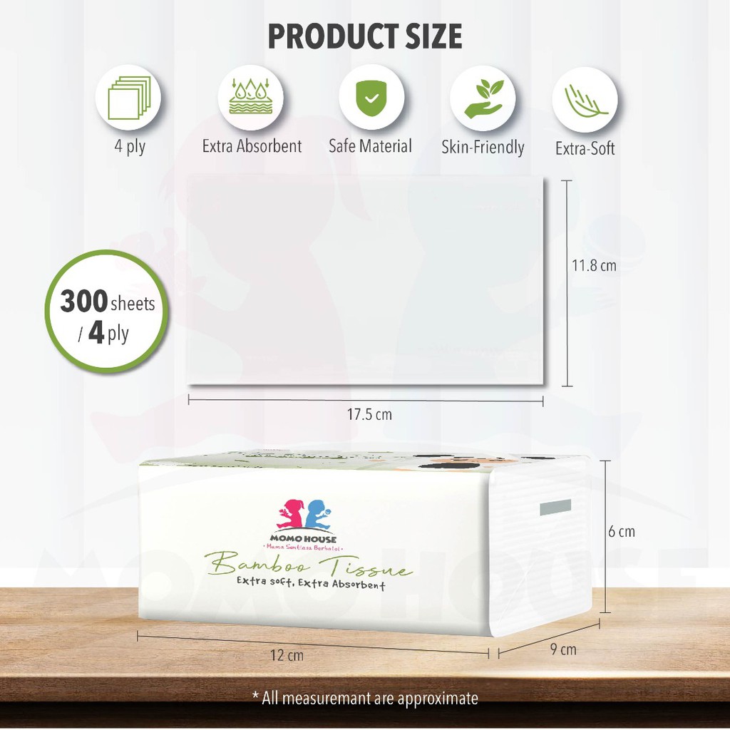Momo House Bamboo Tissue Soft Facial Tisu Paper 75 Pulls x 4 Ply ...