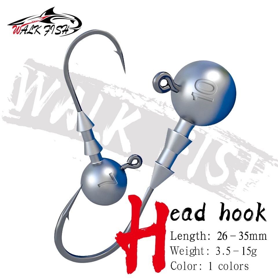 WALK FISH 5PCS Fishing Sharp Jig Head Hook 3.5-15g Lock Lure Soft Bait ...