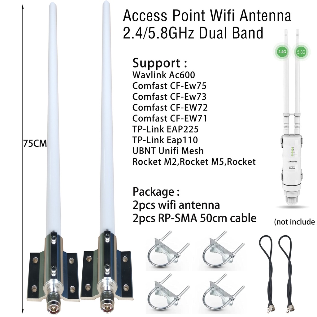 2.4G/5G/5.8G Dual Band Omni-Directional High Gain WiFi Antenna 2.4/5.8 ...