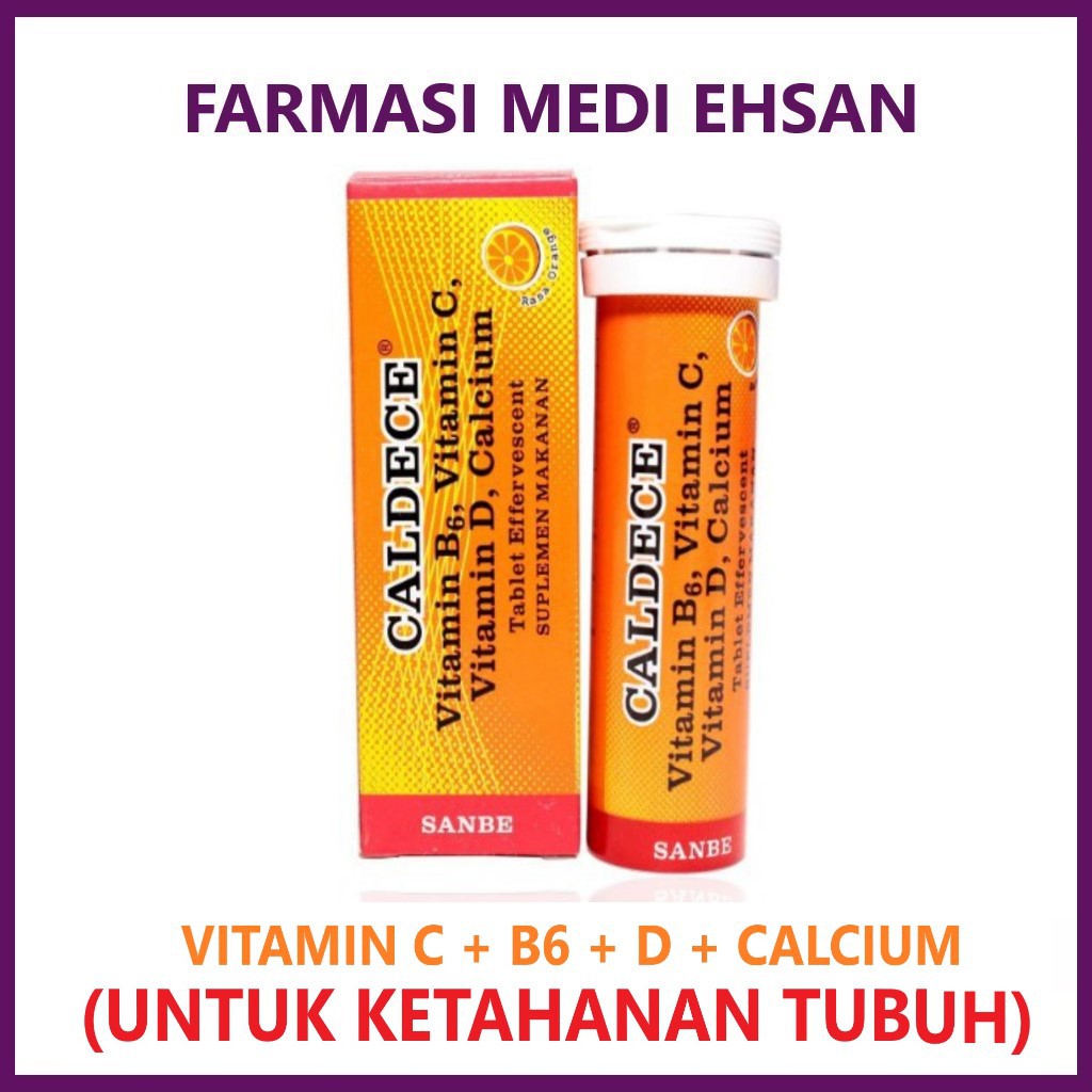 CALDECE VIT C 1000MG, B6, VIT D, Calcium Effervescent Tablets [EXP : 07 ...