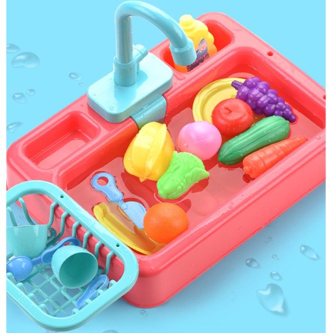 Children Kitchen Dish Washing Sink Pretend Play Set Electric ...