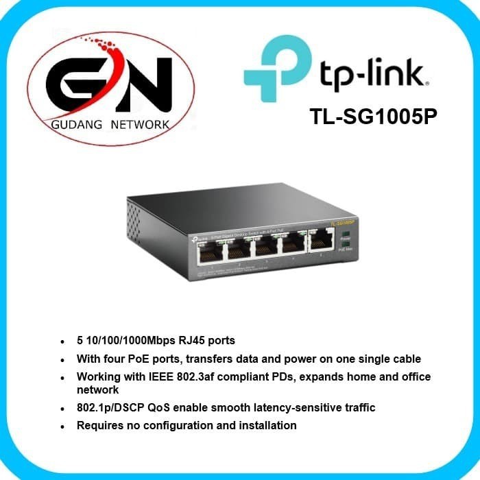 Tp-link TL-SG1005P 5-Port Gigabit Desktop Switch with 4-Port PoE | Shopee Malaysia