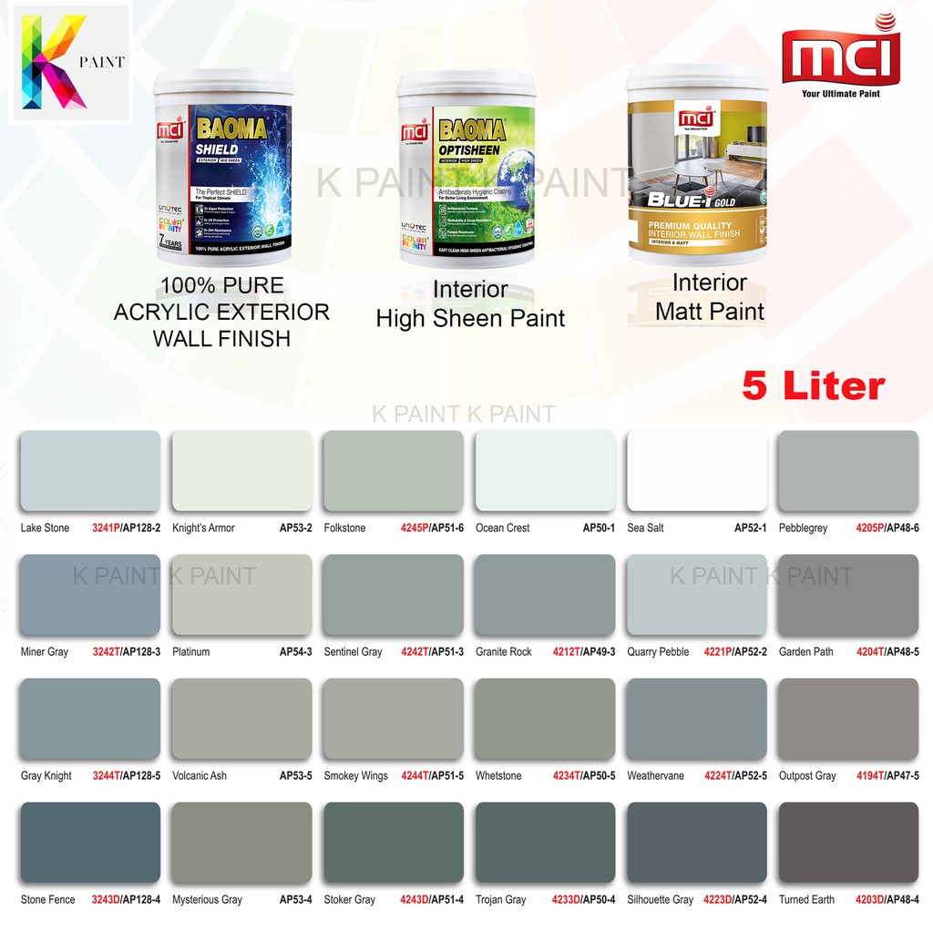 5L MCI BAOMA SHIELD OPTISHEEN BLUE-I GOLD FOR EXTERIOR AND INTERIOR WALL (CAT UNTUK DINDING LUAR ...