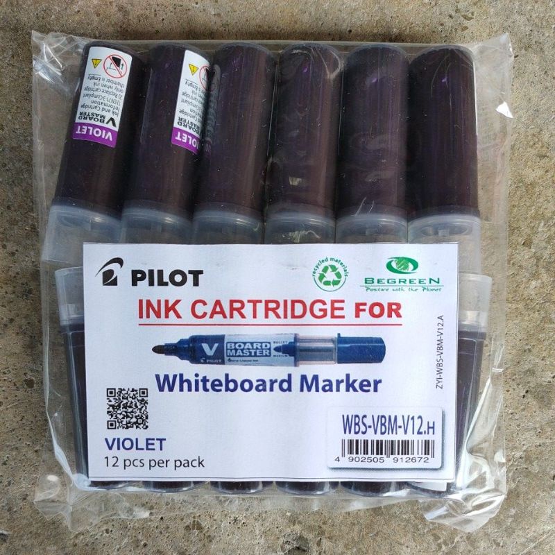 Pilot V Board Master Whiteboard Marker Cartridge Refill Ink (12 Pcs ...
