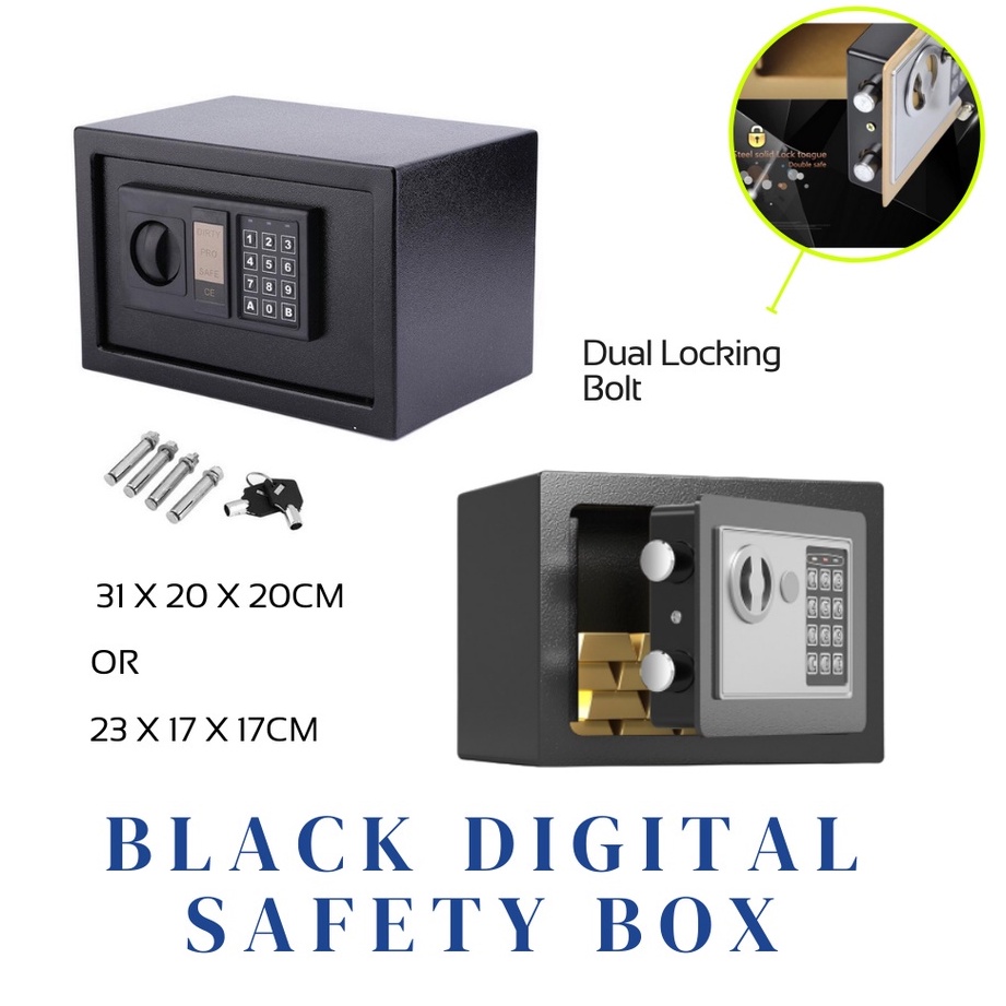 Black Safety Box Digital Safety Box Security Box to Keep Cash Metal ...