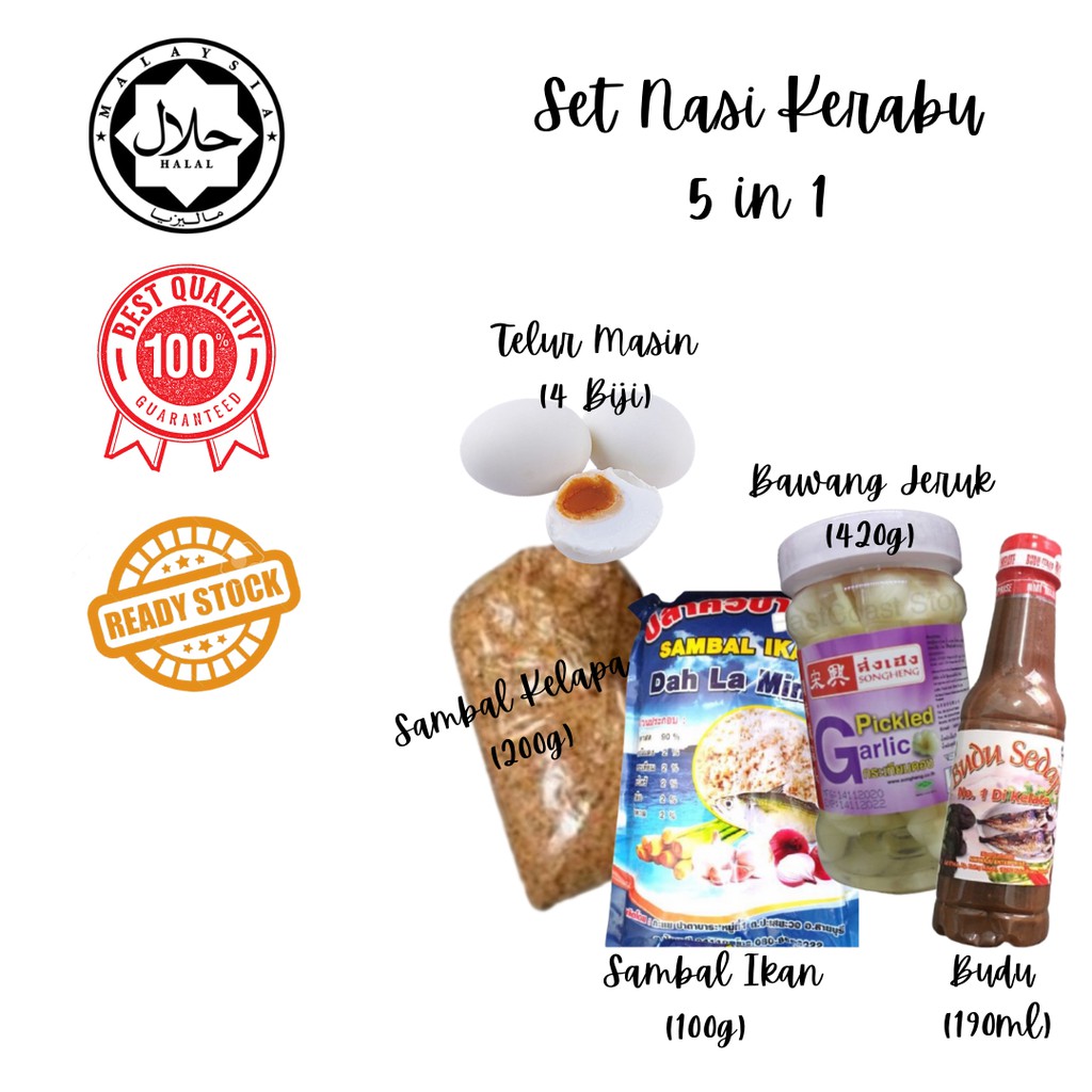 SET NASI KERABU 5 IN 1 MURAH DAN JIMAT / BUDU / SAMBAL IKAN / SAMBAL ...