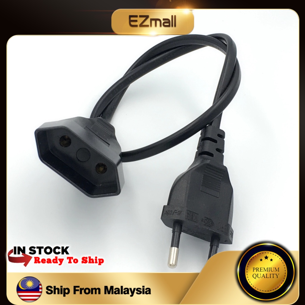 2 PIN PLUG MALE TO FEMALE AC CORD EXTENSION WIRE CORD POWER CORD CABLE ...