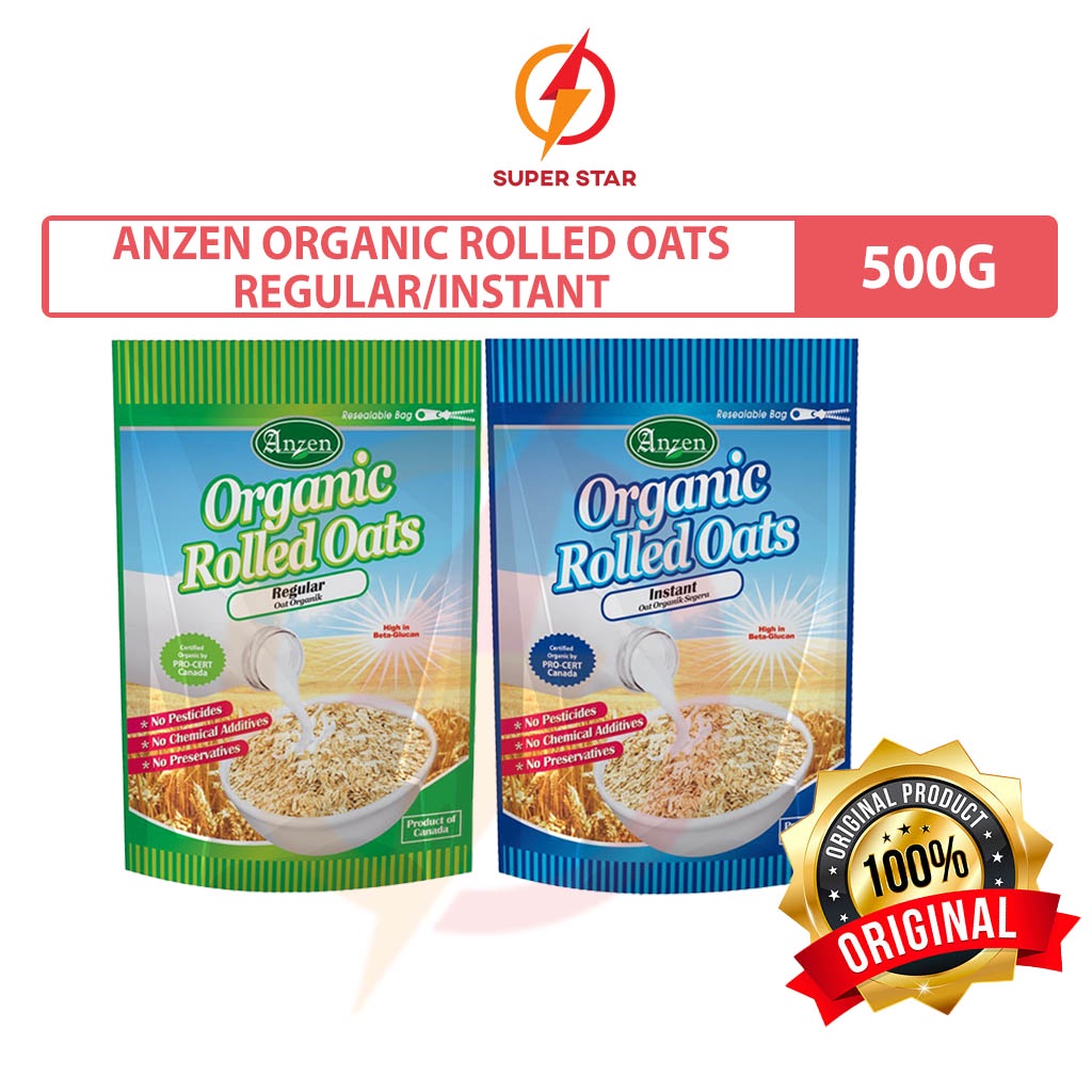 Anzen Organic Rolled Oats Regular/Instant 500g | Shopee Malaysia