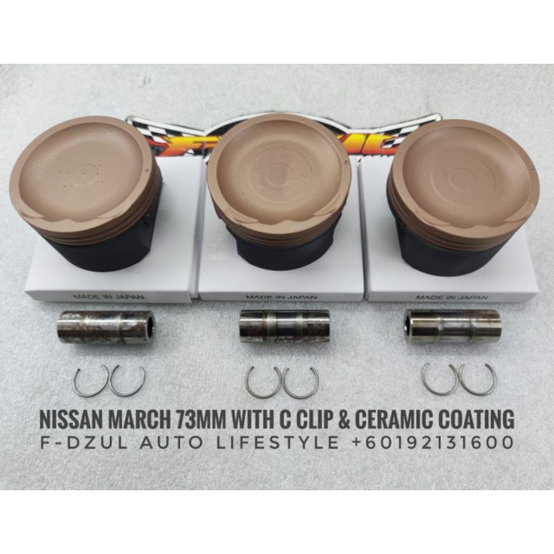 Nissan March 73MM Piston (3pcs) With Ceramic Coating C Clip & Piston ...