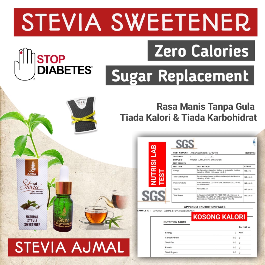 Ajmal Stevia (Nama baru ALAJMAL) Sweetener Zero Calories Sugar ...