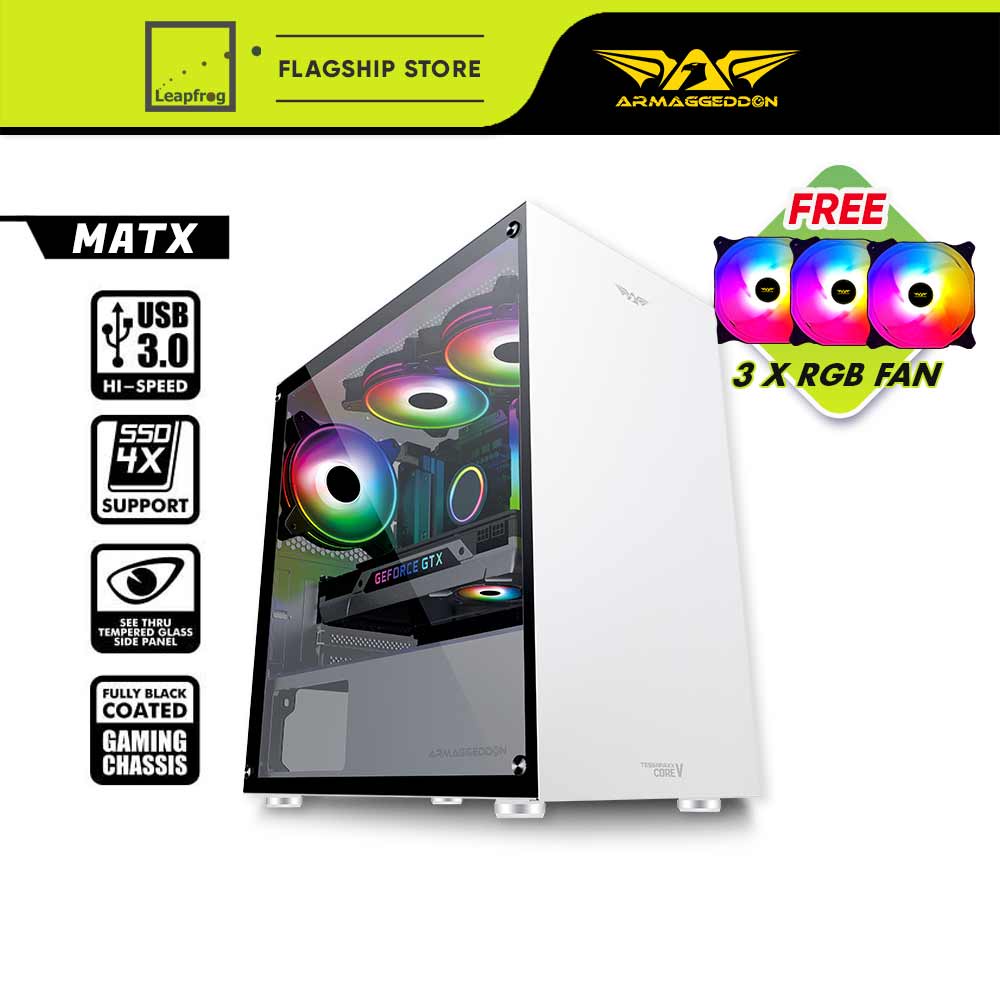 Armaggeddon Core V MATX Gaming PC Case with Tempered Glass Side Panel ...