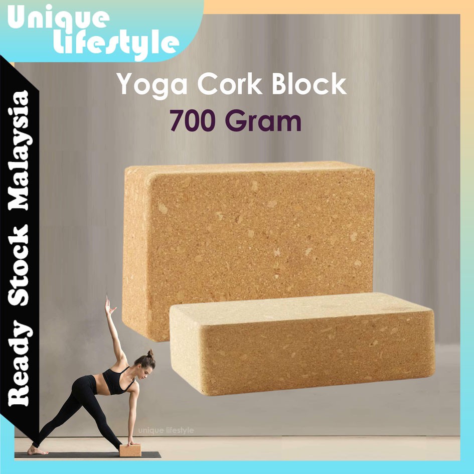 Yoga Block Natural Cork Wood Brown Hard Brick High Density Yoga Gym ...