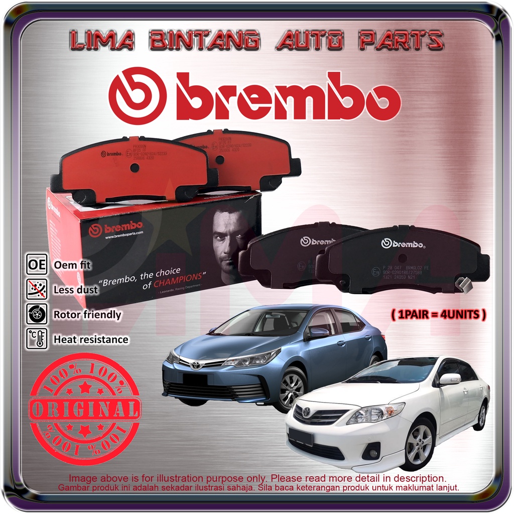 Toyota Corolla Altis ZRE142 , ZRE172 , ZRE173 Front / Rear Brake Pads ...