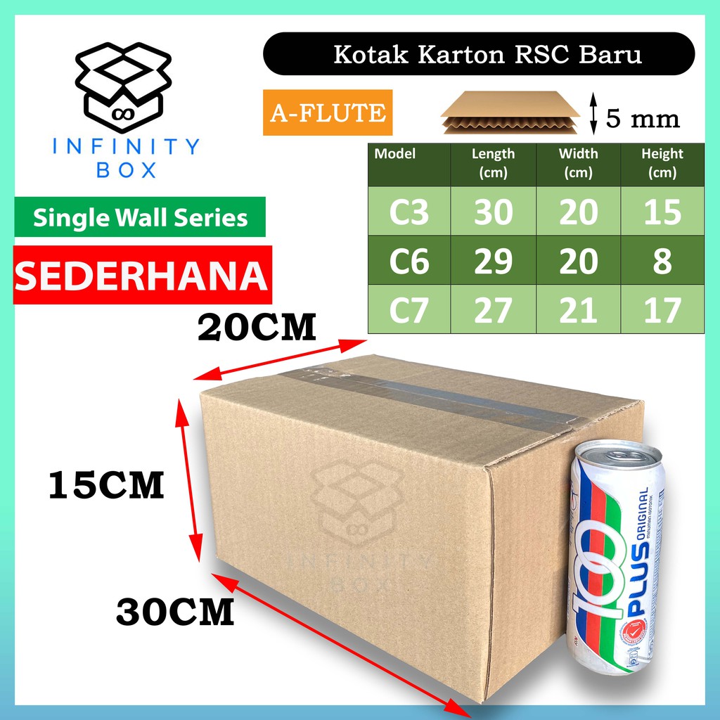 Medium Size Box- C3,6&7 RSC Carton Packaging Box - A Flute - Single ...