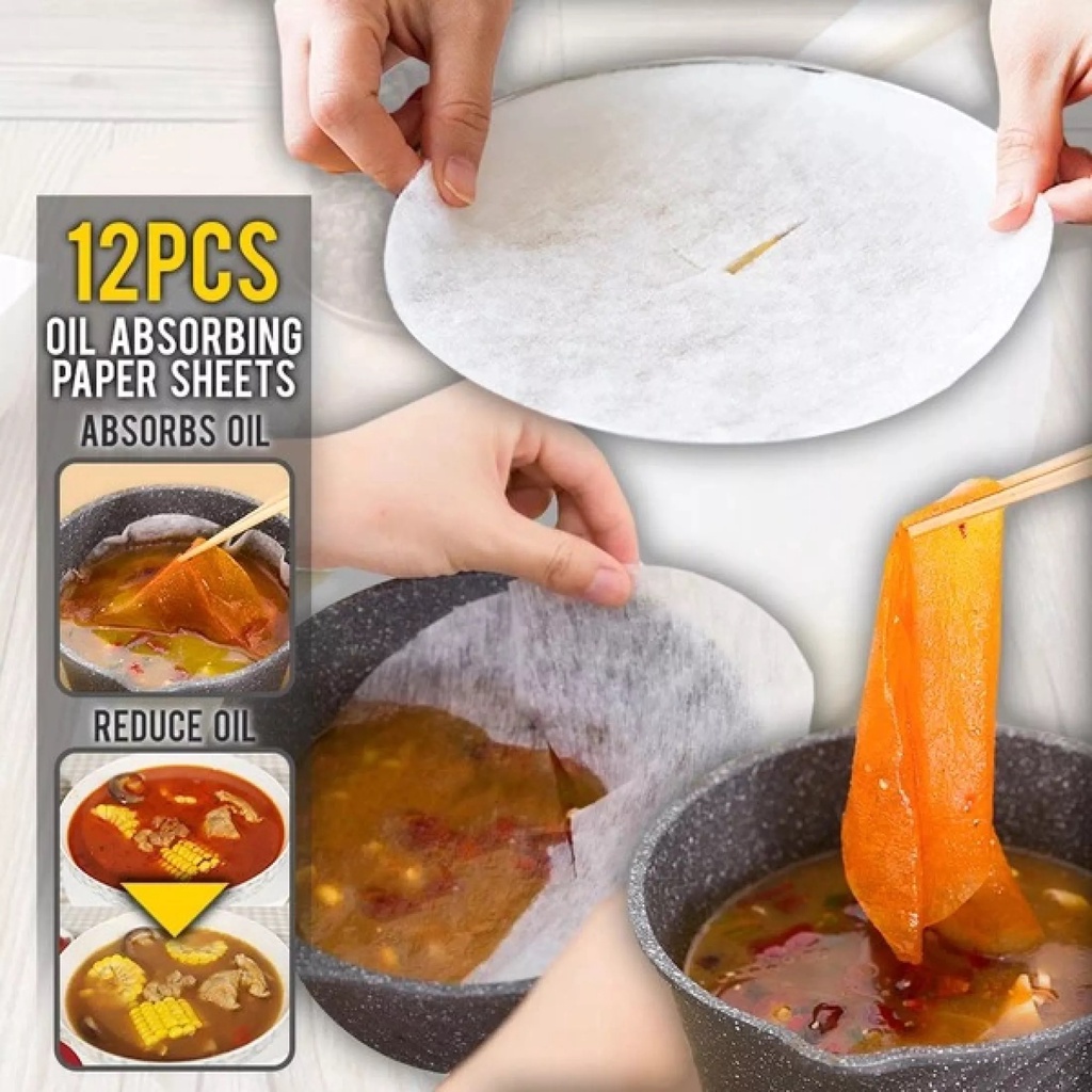 12pcs/Pack Food Oil Absorbing Paper Soaking Sheet Stew Remove Cooking ...