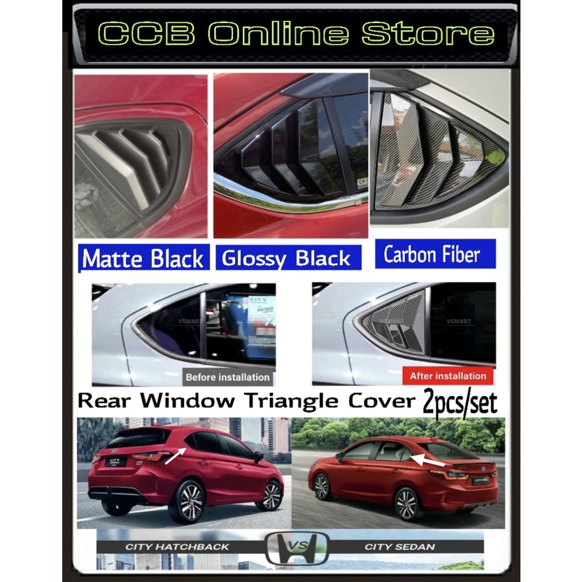 Honda City 2020-2024 Sedan & Hatchback Rear Side Louver Cover Window ...