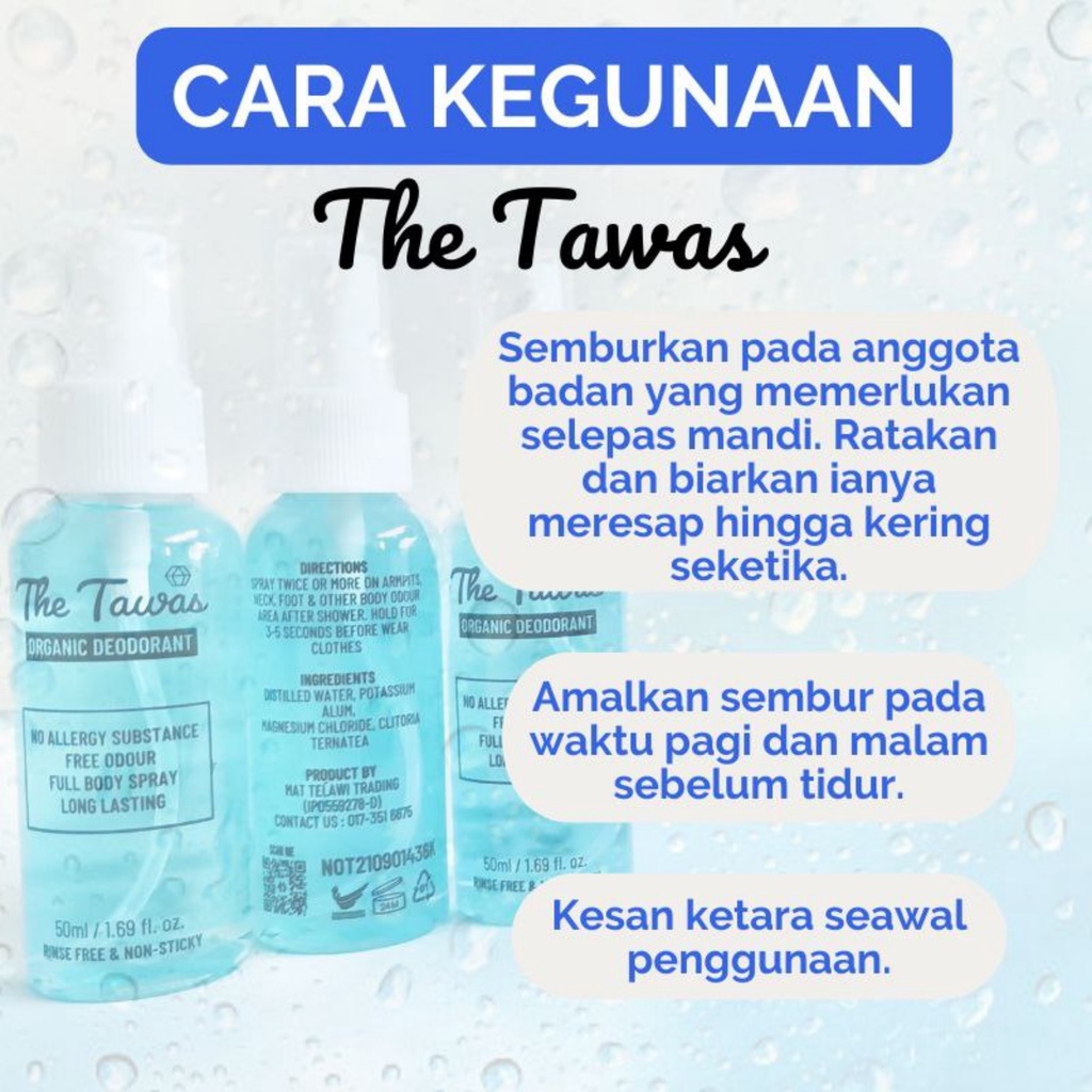 Ubat Ketiak Organic Deodorant Natural The Tawas 50ml Spray Hilang Bau ...