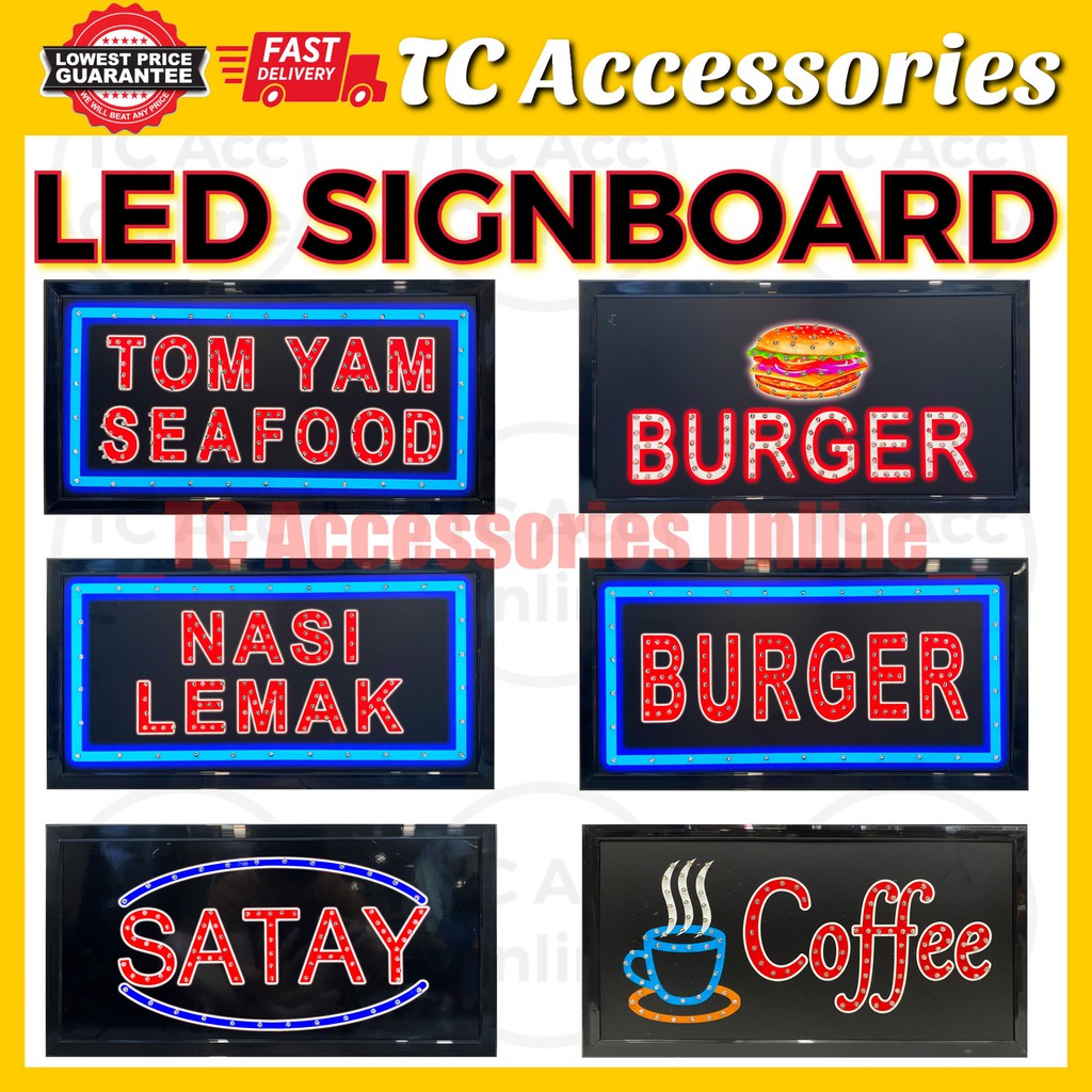 💗💗 LED Signboard Display Light with Metal Hang Chain Burger Nasi Lemak ...