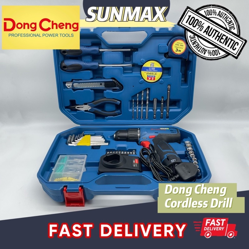 Dong Cheng NEW CORDLESS Hammer DRILL DCJZ1202i SET WITH ACC(12v li lon ...