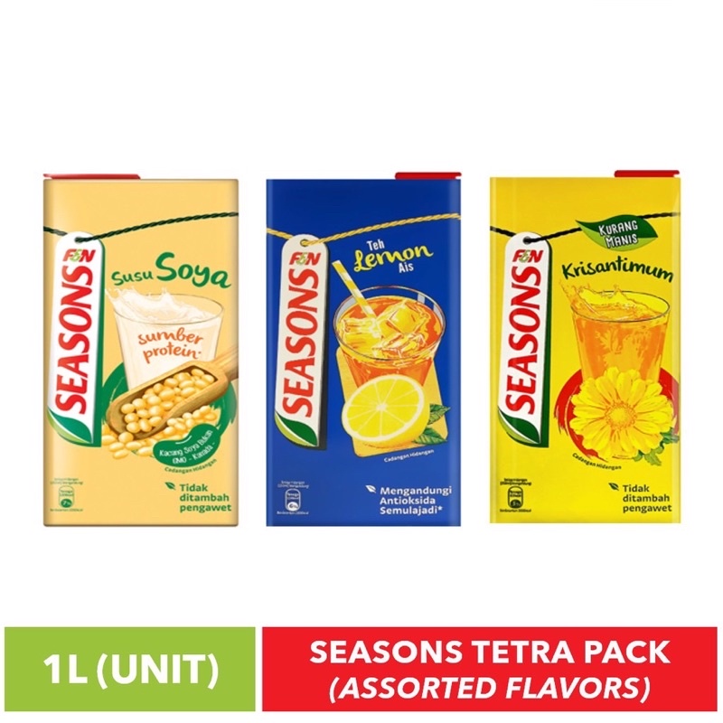 F&N Season Air Kotak 1L | Susu Soya | Teh Bunga | Soya Bean ...