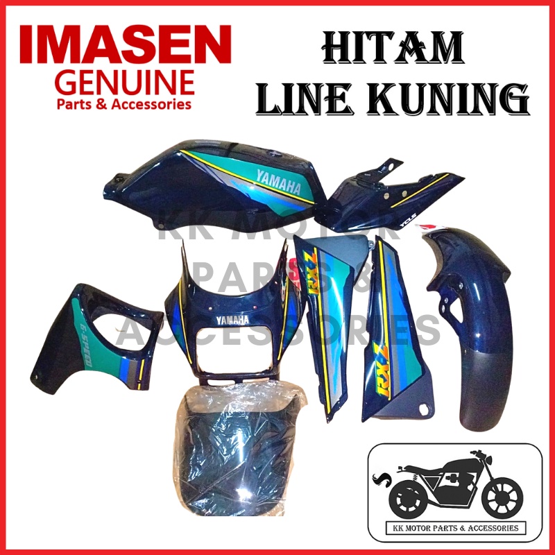 [FULL TANAM !!!] COVERSET RXZ IMASEN BLUE BLACK / HITAM LINE KUNING ...