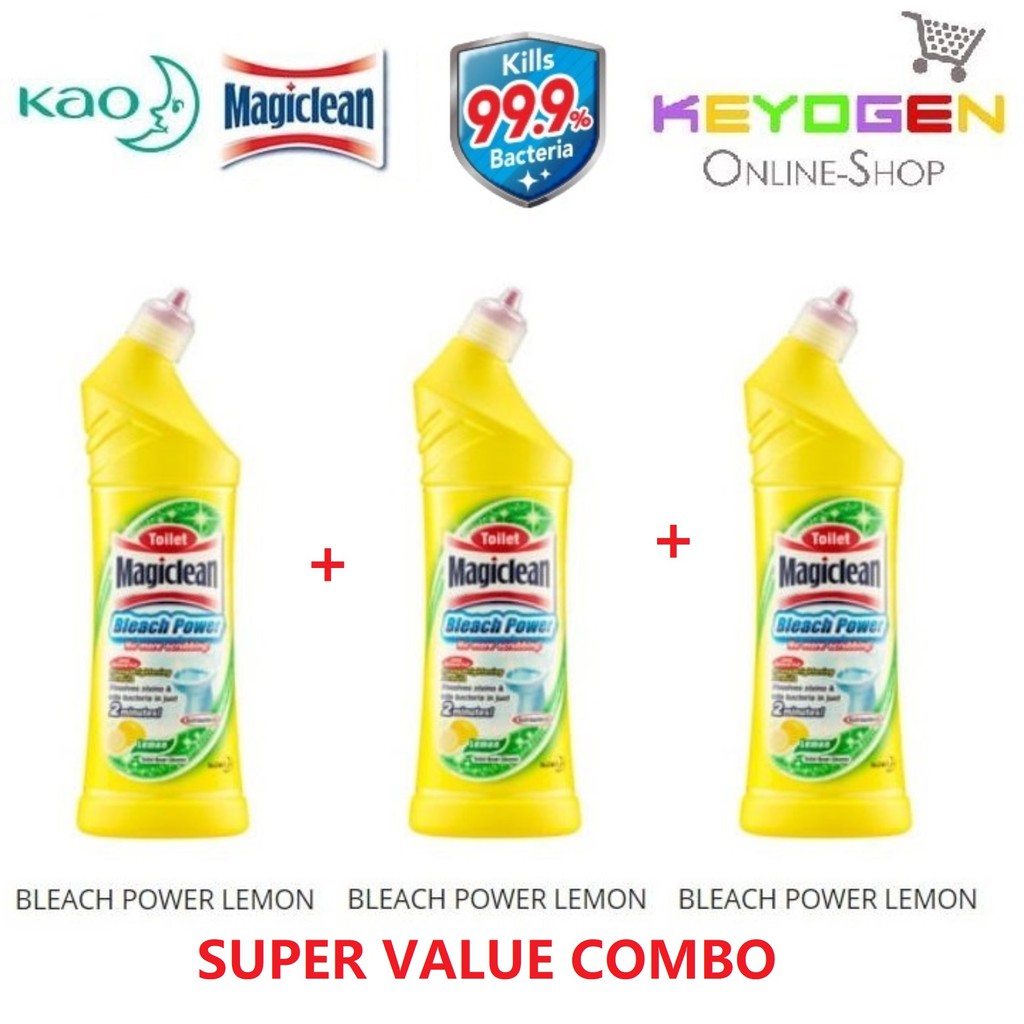 Magiclean Toilet Bleach Power Lemon Cleaner 3 x 500ml super value combo ...