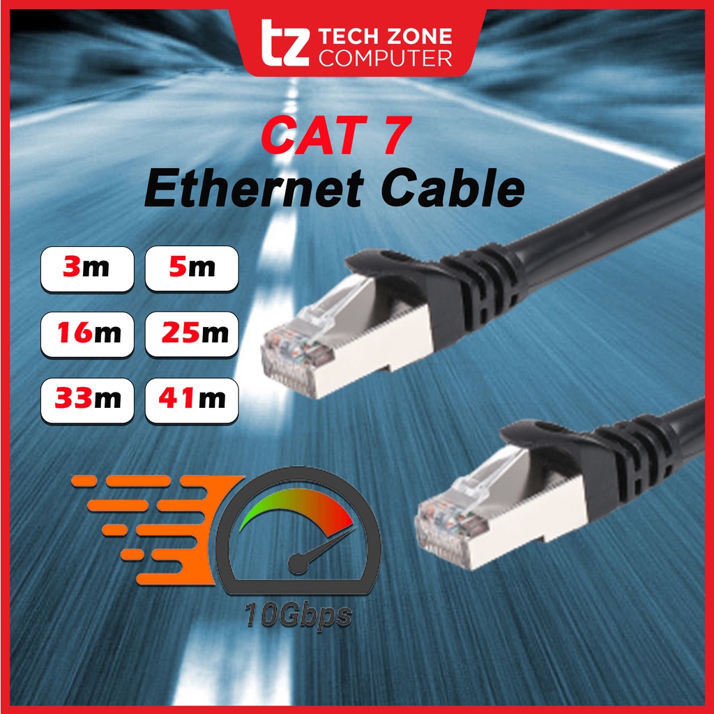 CAT7 RJ45 ROUND LAN Network Ethernet Cable 10G ( 3M 5M 15M 25M 30M 40M ...