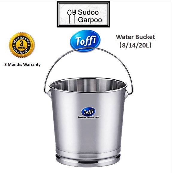 TOFFI Kitchen Bucket Stainless Steel/ Baldi Besi Heavy Duty (8/ 14/ 20L ...