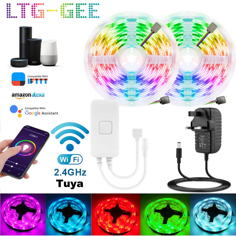 LTG-GEE Led Strip Light 20M SMD 5050RGB DC12V Adapetr Tuya WIFI Smart ...
