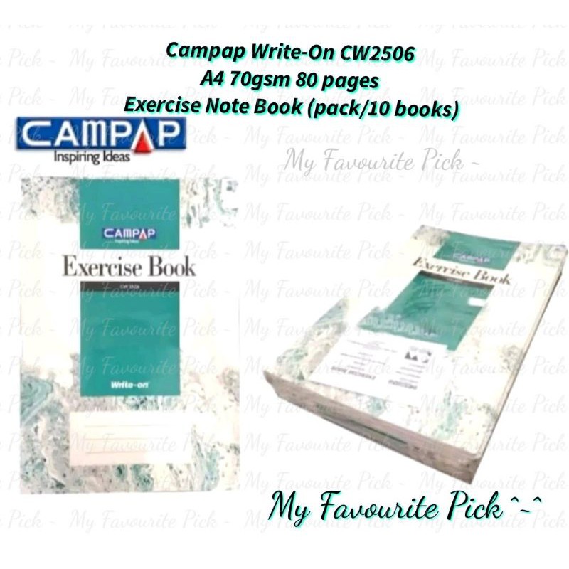 Campap Write-On CW2506 A4/ 70gsm / 80 pages Exercise Note Book (pack/10 ...