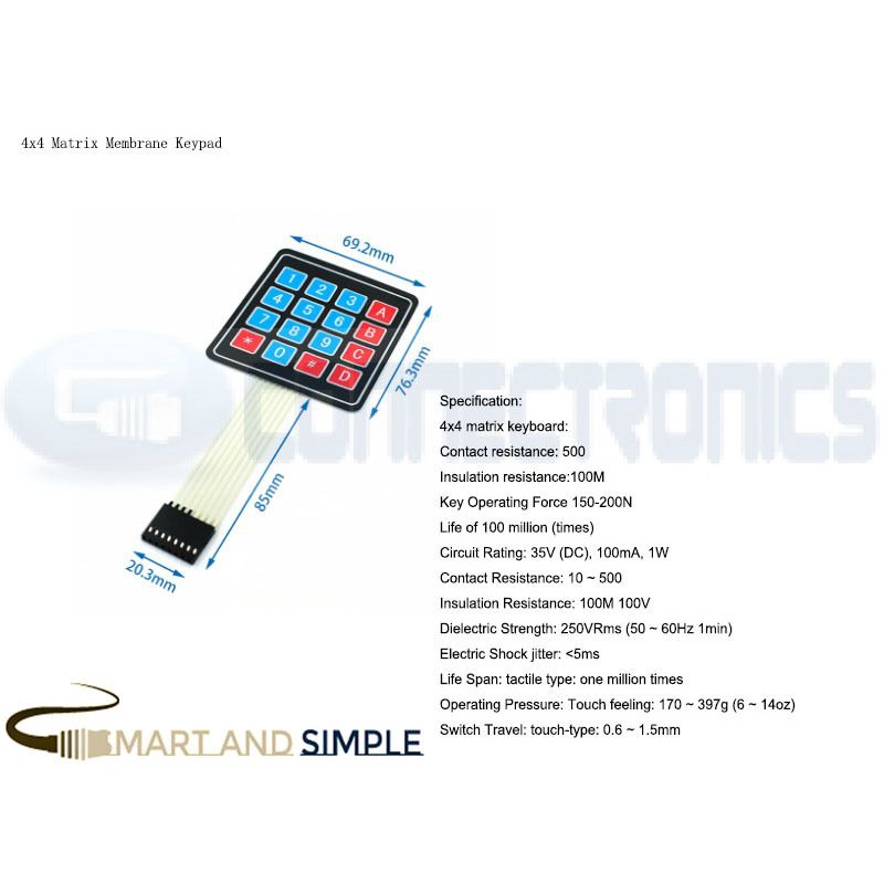 4x4 Matrix Membrane Keypad 001-2 | Shopee Malaysia