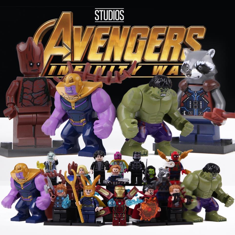 Marvel Minifigure Assembly Set Iron Man, Thanos, Spider-Man, Doctor ...