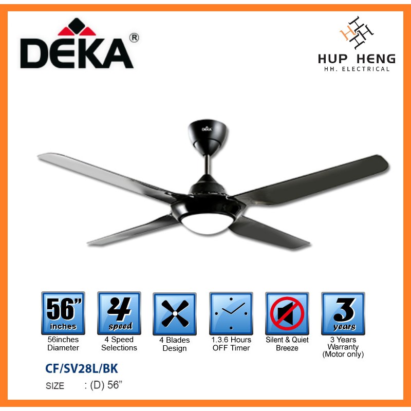 Deka Ceiling Fan With Led Light & Remote Control SV28L | Shopee Malaysia
