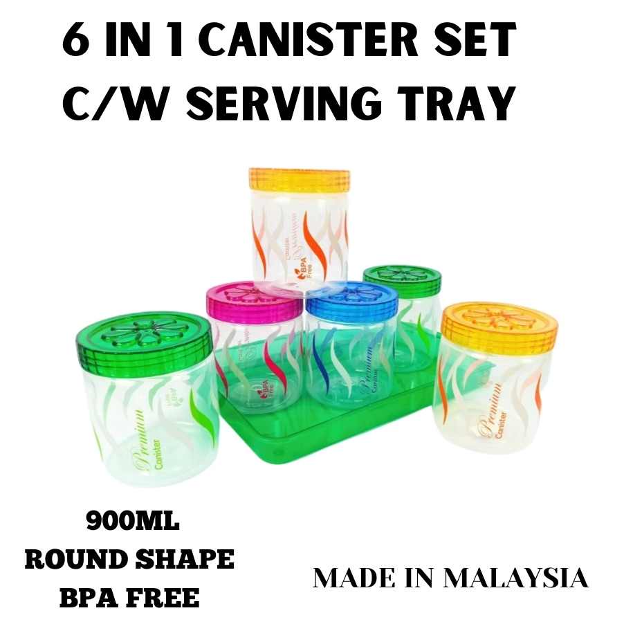 Bekas Kuih Raya Balang 6pcs 900ml Canister With Tray Set / Cookies ...