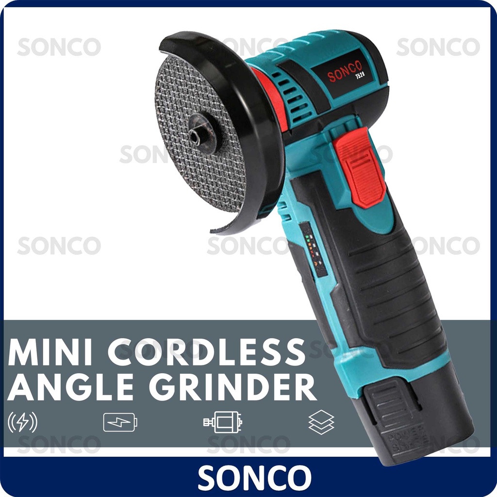 SONCO Mini Cordless Angle Grinder Brushless Grinder Battery Portable ...