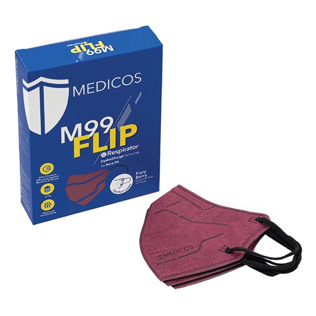 MEDICOS M99 FLIP RESPIRATOR ( EAR LOOP 5-PLY WITH 3D AEROFIT) 10'S/BOX ...