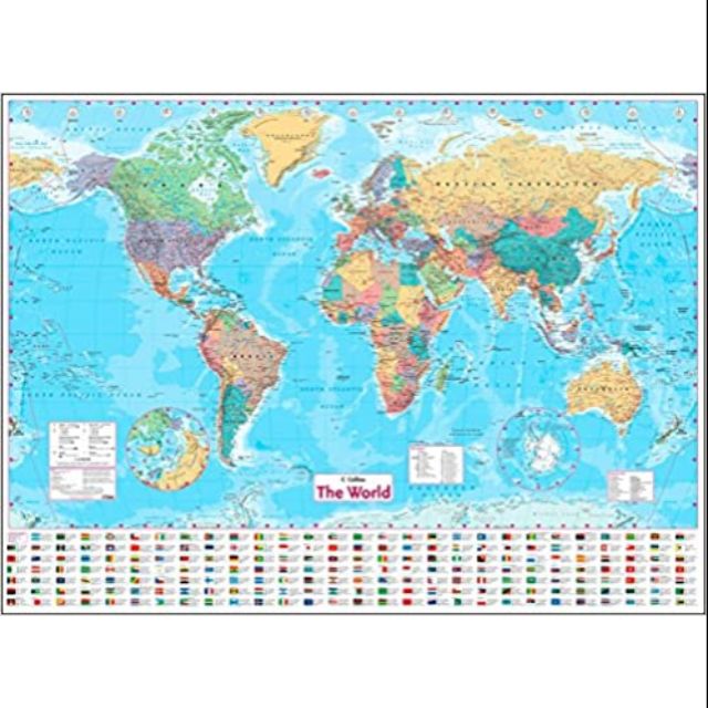 Collins World Wall Paper Map -- Sheet map, flat (New ed) | Shopee Malaysia
