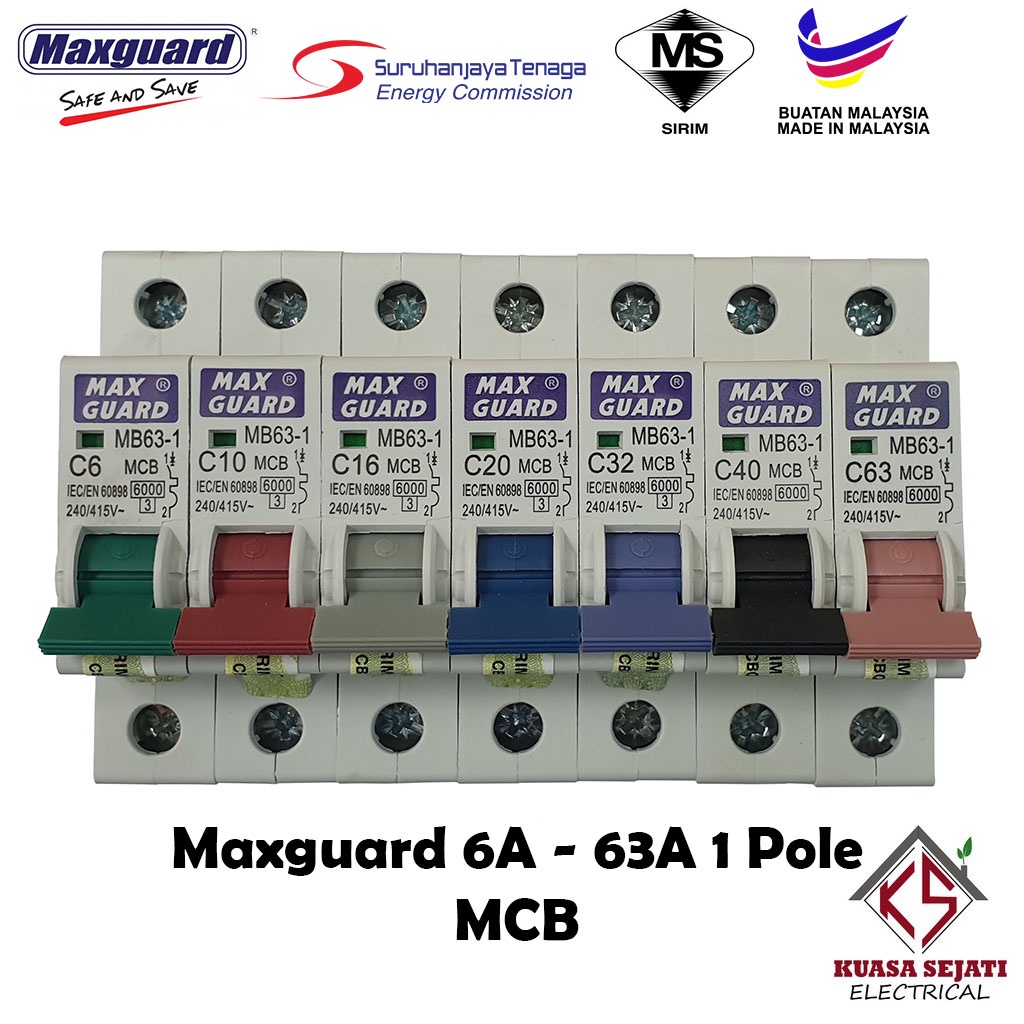 Maxguard 6kA 1Pole Miniature Circuit Breaker (MCB) 6A, 10A, 16A, 20A ...