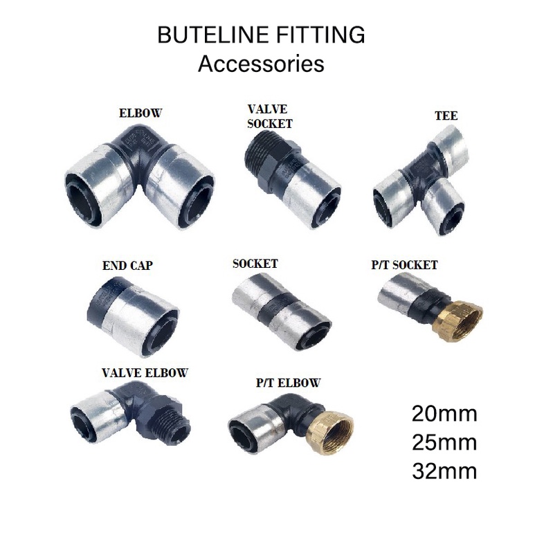 [ 1 UNIT ] BUTELINE FITTING ELBOW , TEE , SOCKET, TANK, END CAP Fitting ...