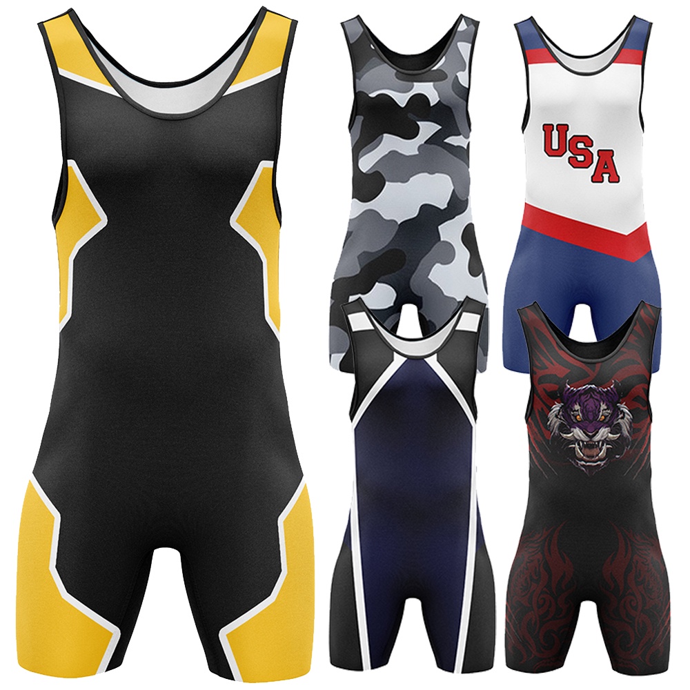 Wrestling Singlets Tummy Control Wear GYM Sleeveless Triathlon ...