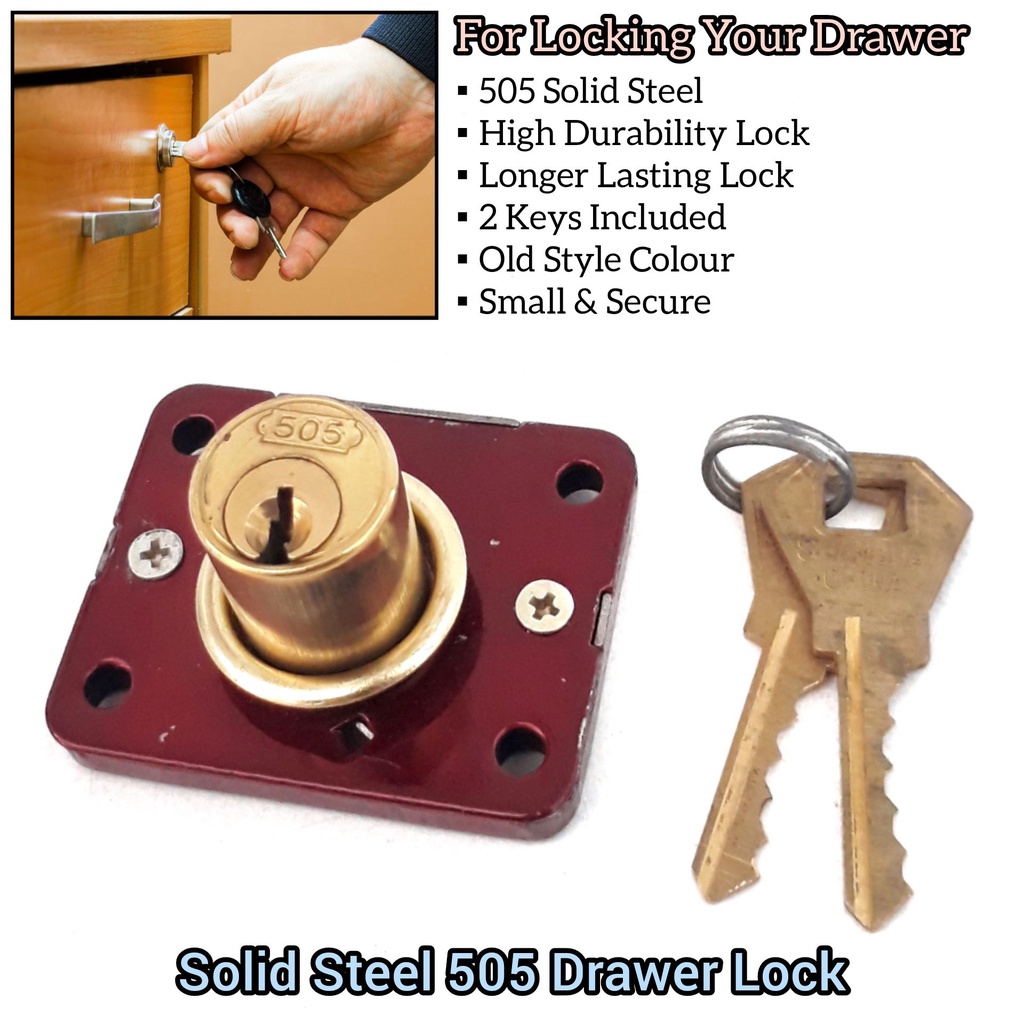 Solid Steel 505 Drawer Lock For Drawer And Furniture Cabinet | Shopee ...