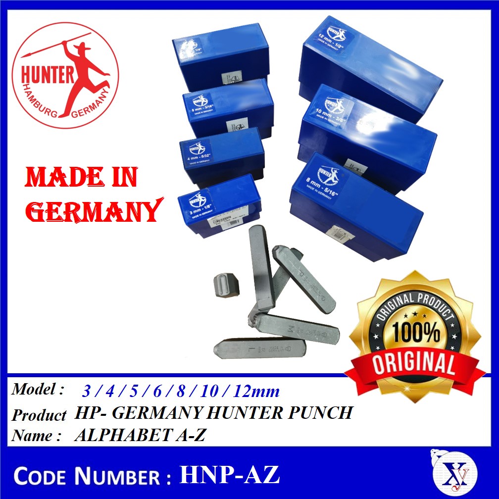 HP-AZ 3MM-12MM A-Z [100% ORIGINAL] GERMANY HUNTER NUMBER PUNCH ALPHABET ...