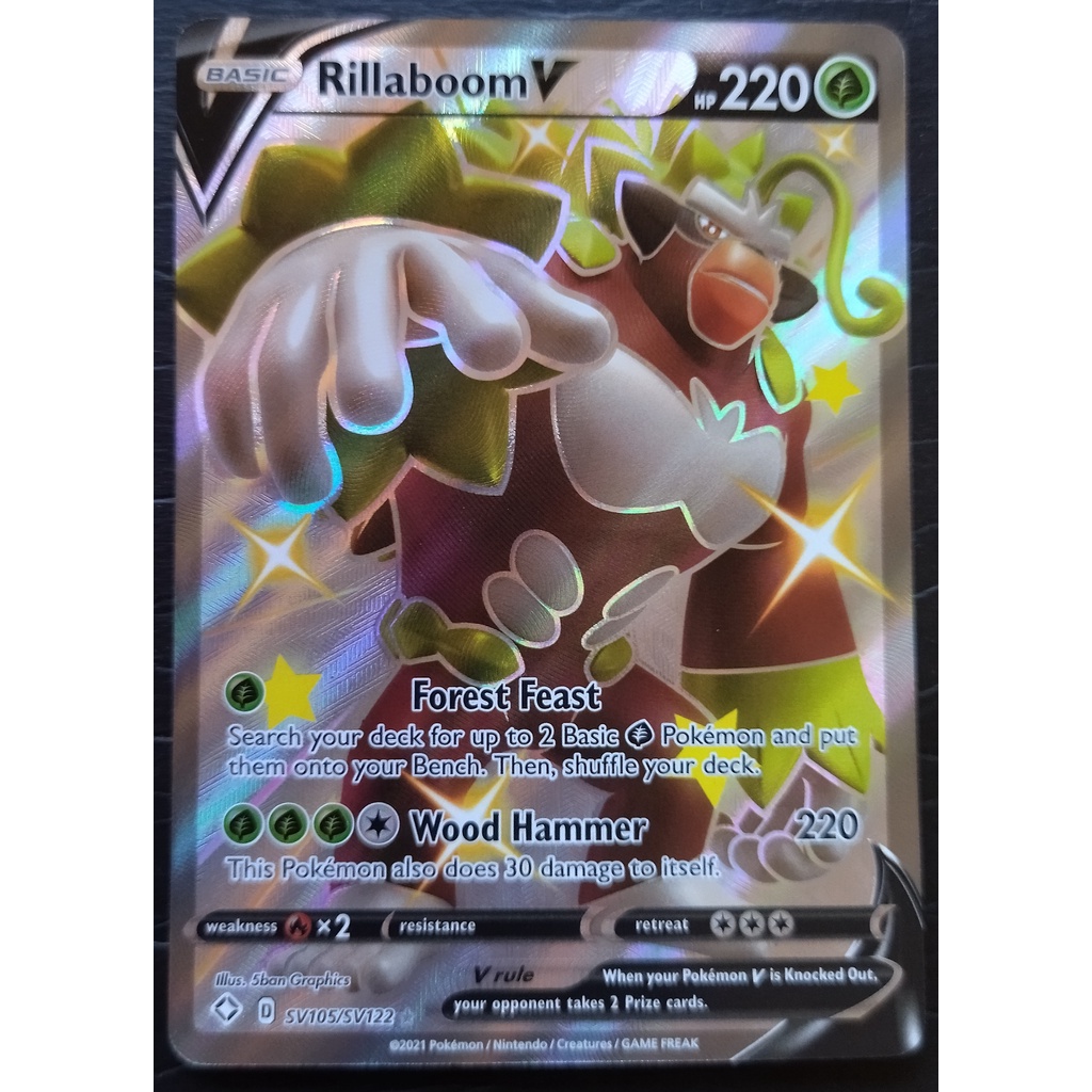Rillaboom V SV105/SV122 Shiny Rare Shining Fates Single Card ︳ PTCG ...