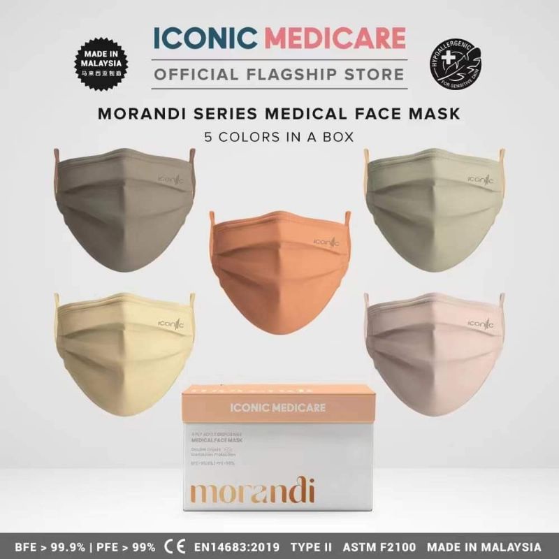ICONIC MEDICARE [MORANDI] ADULT 4 PLY MEDICAL DISPOSABLE FACE MASK ...